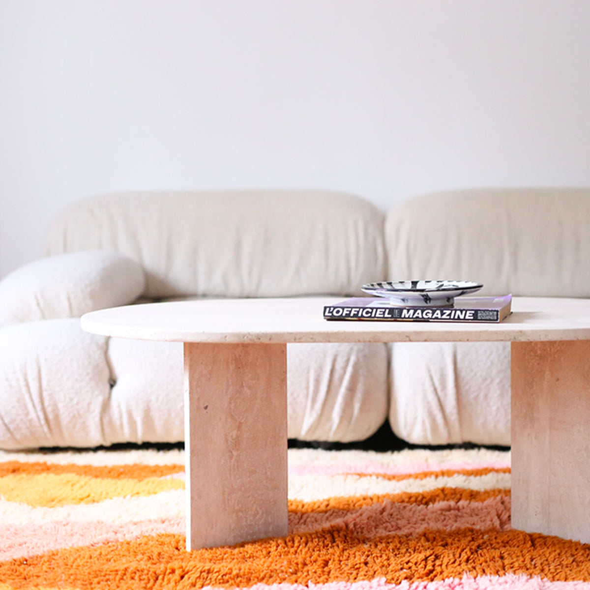 THEM, Oval travertine coffee table – Nad Yut